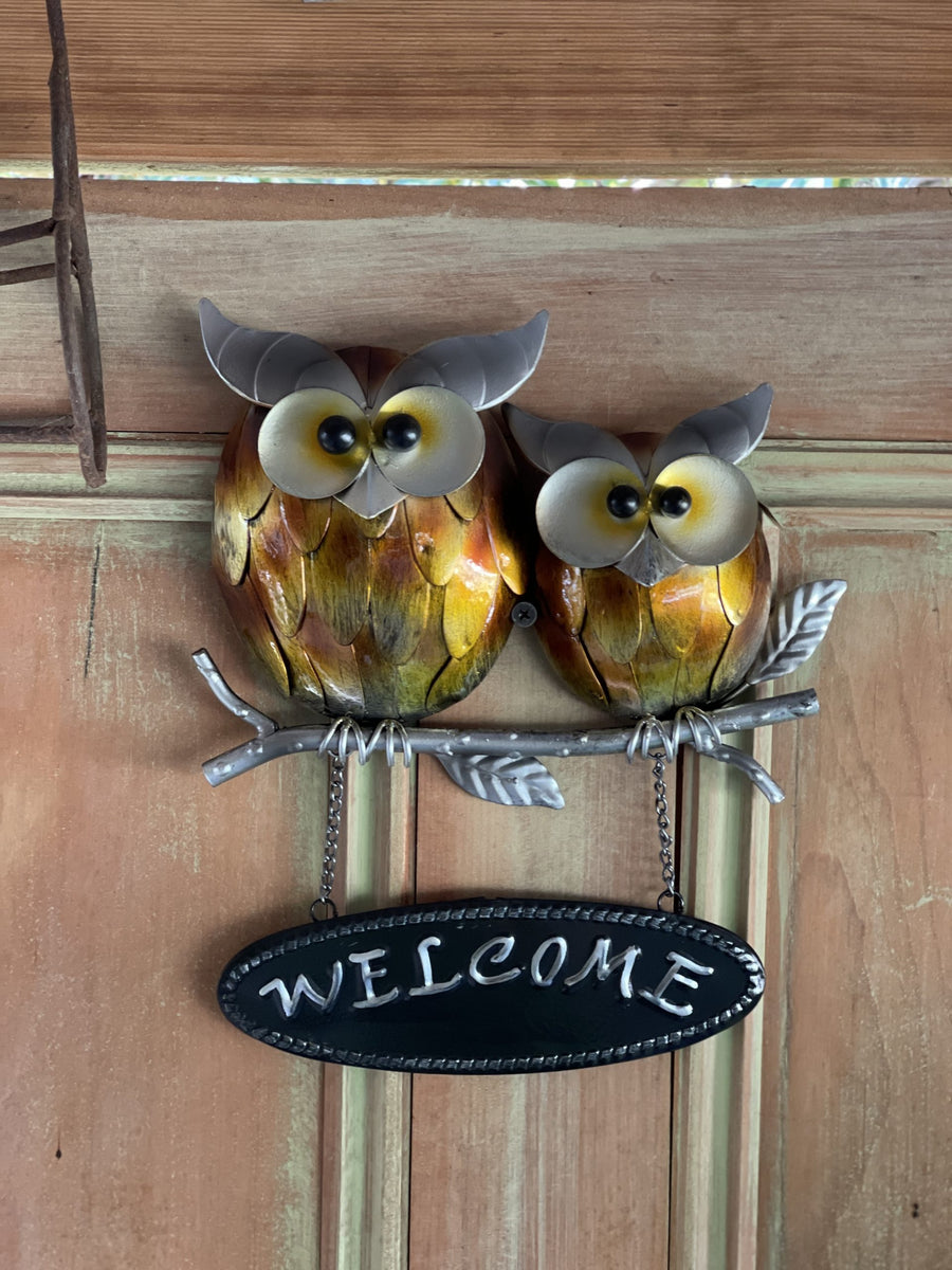 Owls with Welcome | Home and garden decor Wonderful Things metal wall ...